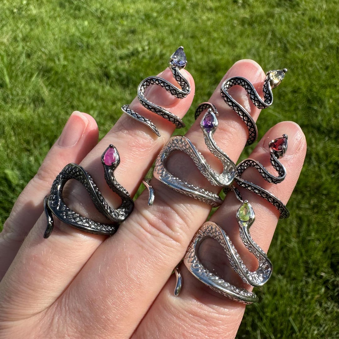 Adjustable Crystal Snake Copper Ring - Etsy