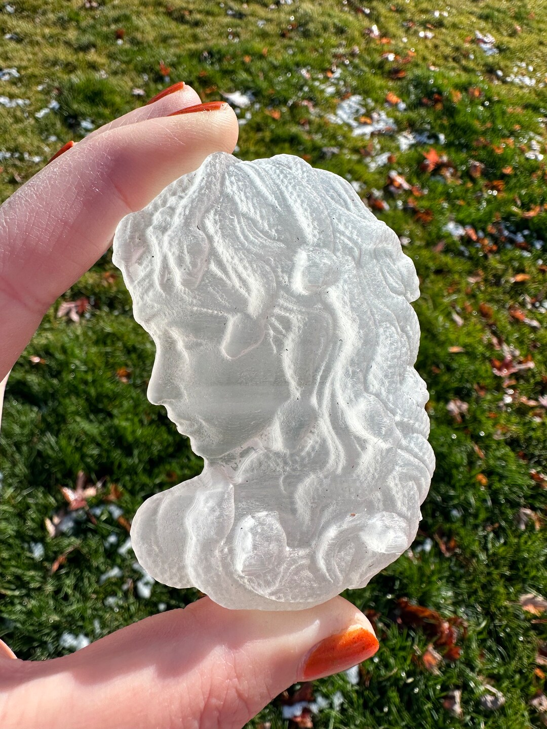 Satin Spar Selenite Medusa Head Carving - Etsy
