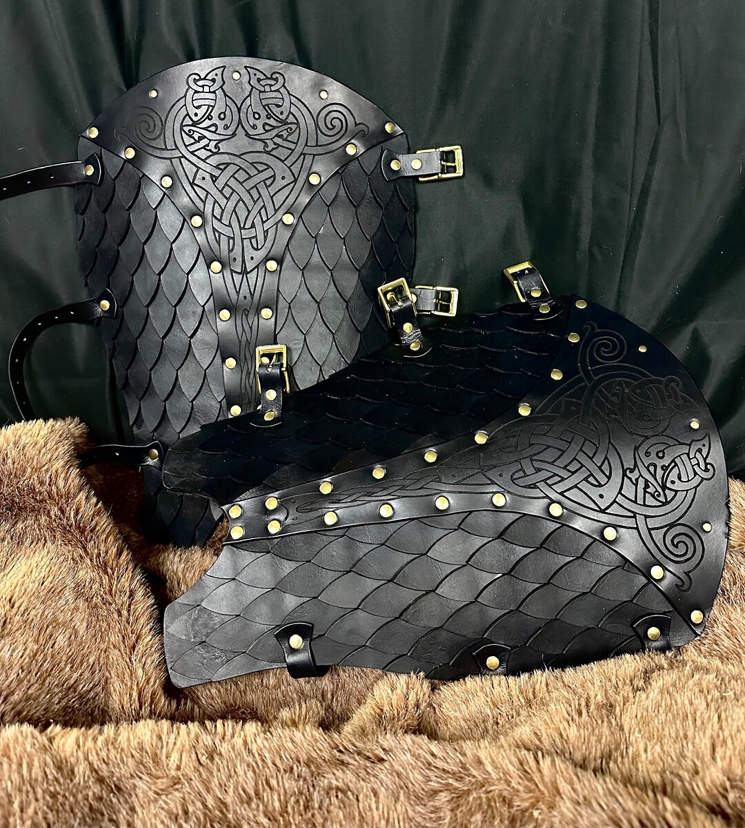 Sigrun Leather Scaled Greaves - Etsy