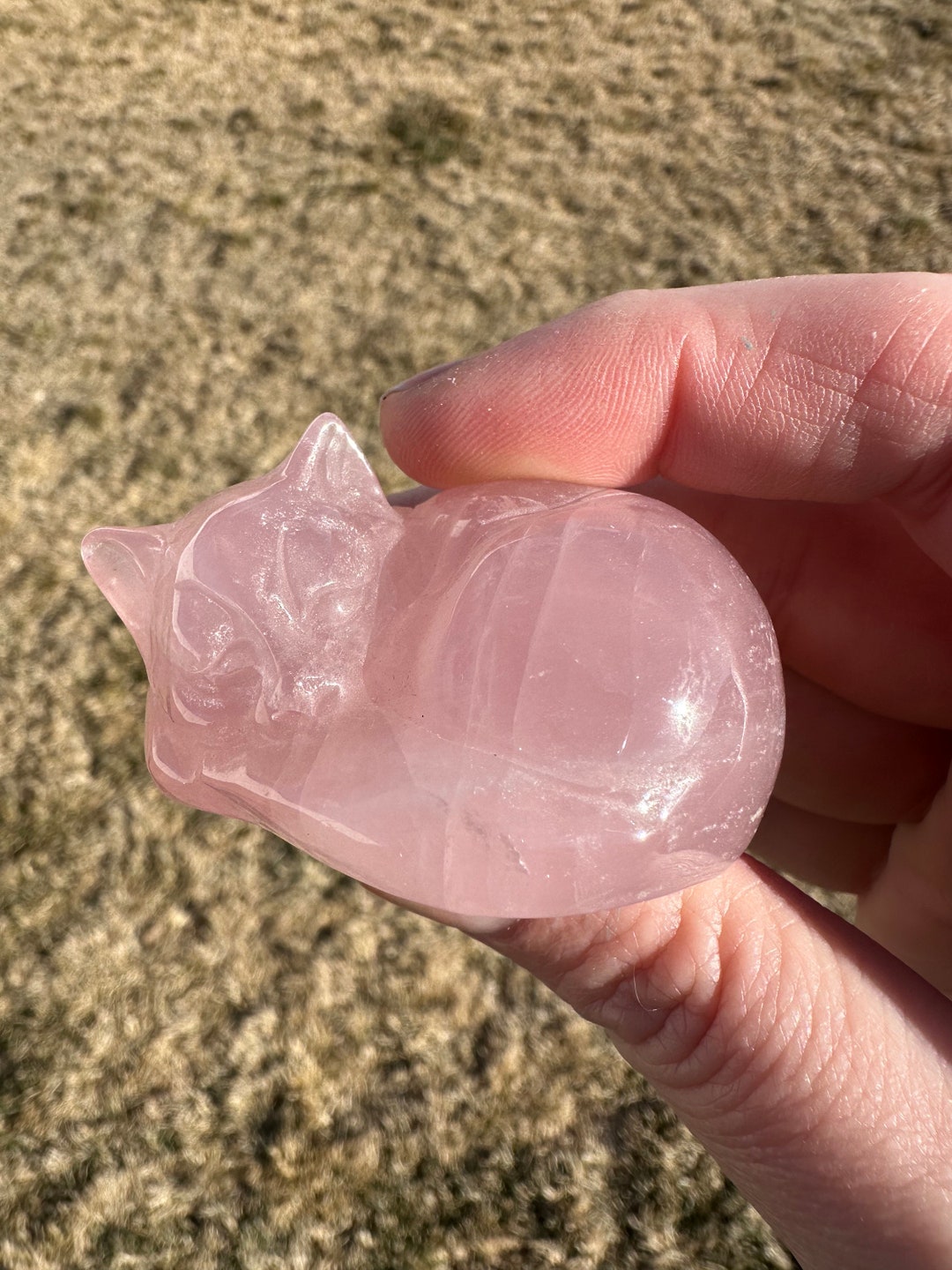Rose Quartz Large Sleeping Kitty Cat Carving - Etsy