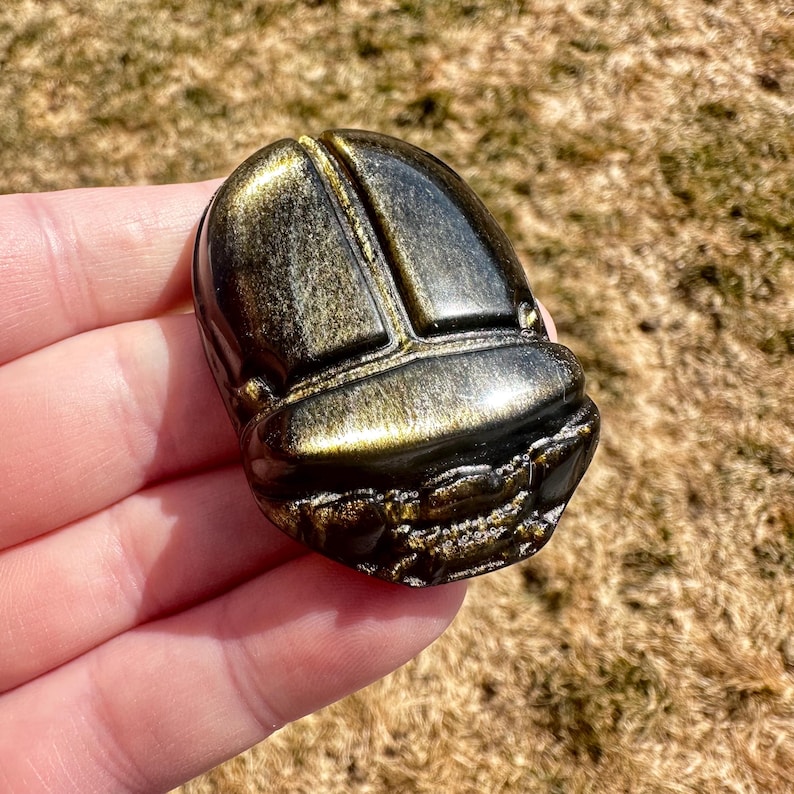 Gold Sheen Obsidian Scarab Beetle Carving - Etsy