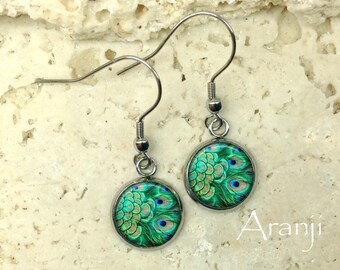 Peacock earrings peacock jewelry peacock stud earrings | Etsy