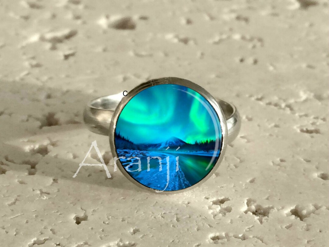 Northern Lights Art Ring, Aurora Jewelry, Night Sky Ring, Northern ...