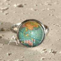 925 Silver World Map Ring - Etsy