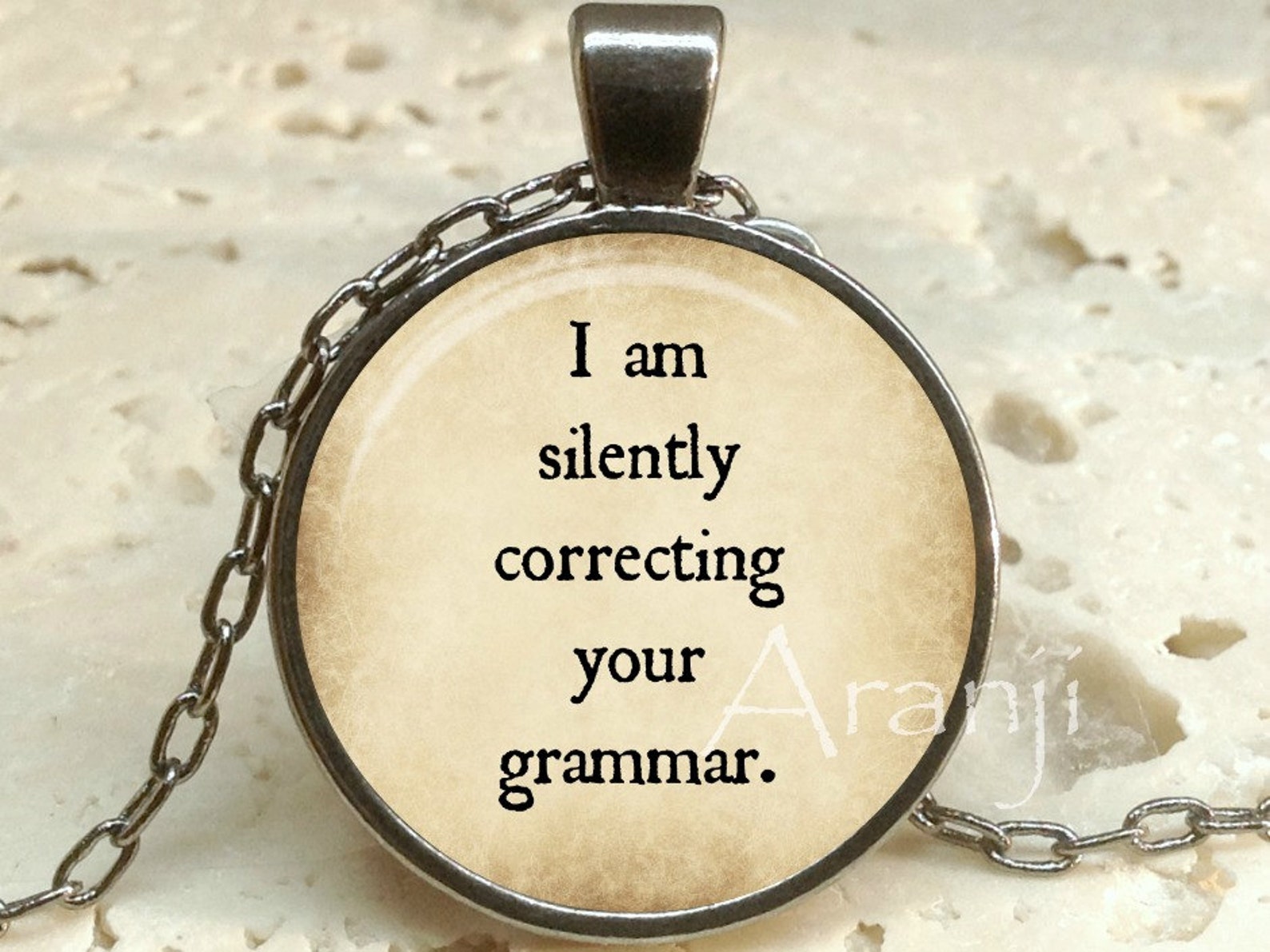I Am Silently Correcting Your Grammar Art Pendant Grammar | Etsy