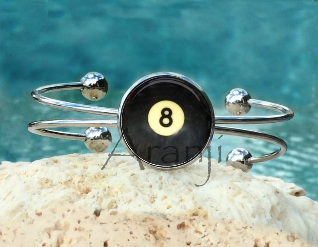 Eight Ball Art Bracelet, Billiards Cuff Bracelet, Eight Ball, Pool Cuff ...