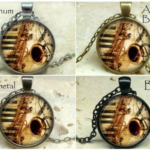 Saxophone Art Pendant, Saxophone Necklace, Saxophone Pendant, Saxophone ...