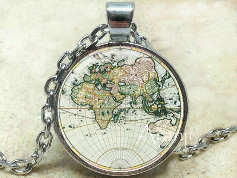 Map Pendant Map Necklace Map Jewelry Ancient Map Necklace | Etsy