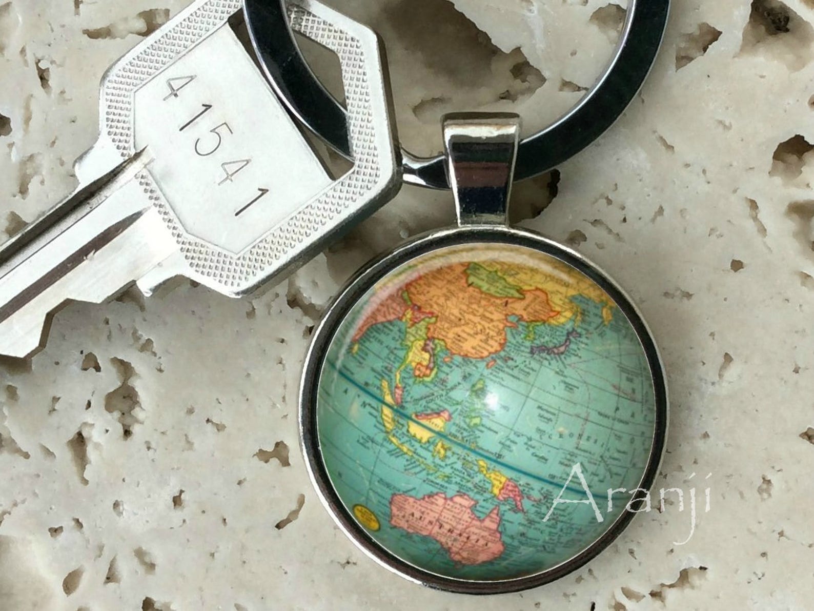 Vintage Globe Keychain Key Chain Key Ring Key Fob Globe - Etsy