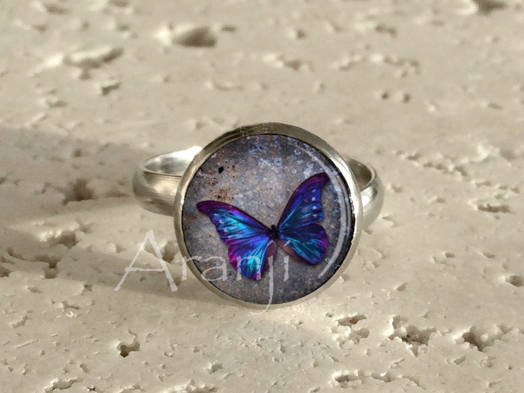 Blue Butterfly Ring, Butterfly Ring, Ring, Iridescent Butterfly Jewelry ...