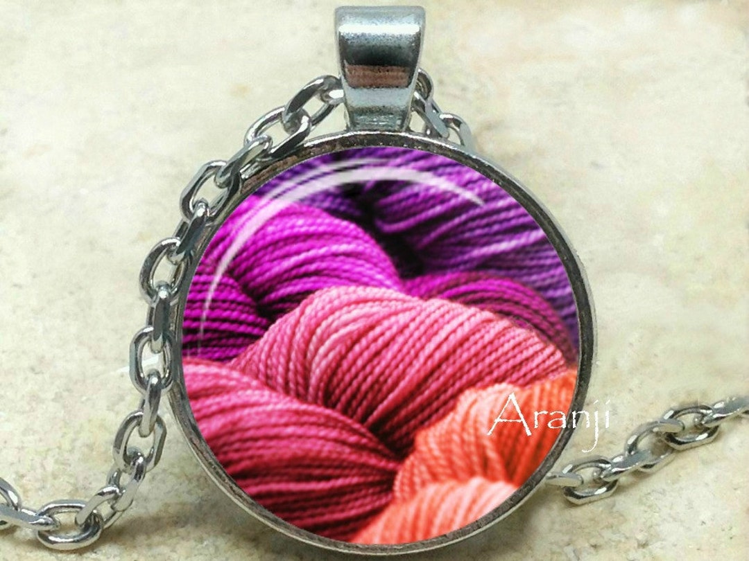 Colgante de hilo, collar de hilo, joyería de hilo, collar de ganchillo ...