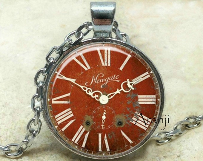 Vintage Clock Pendant, Clock Necklace, Clock Jewelry, Clock Art, Clock ...