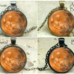 Planet Mars Art Pendant, Planet Pendant, Space Pendant, Mars Necklace ...