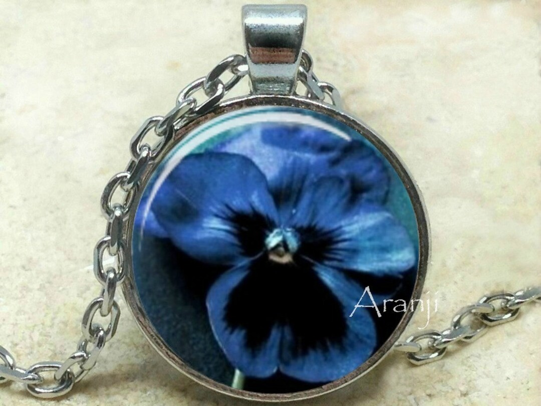 Blue Pansy Pendant, Blue Pansy Necklace, Pansy Necklace, Blue Flower ...