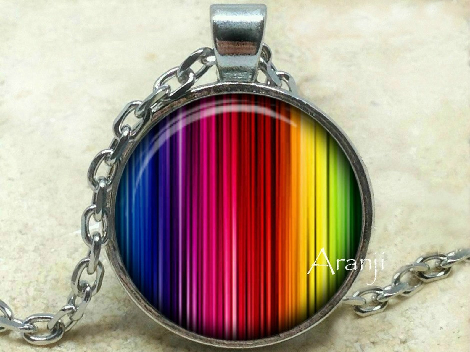 Rainbow Stripe Art Pendant, Rainbow Necklace, Rainbow Stripe Pendant ...