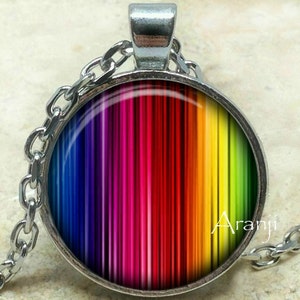 Rainbow Stripe Art Pendant, Rainbow Necklace, Rainbow Stripe Pendant ...