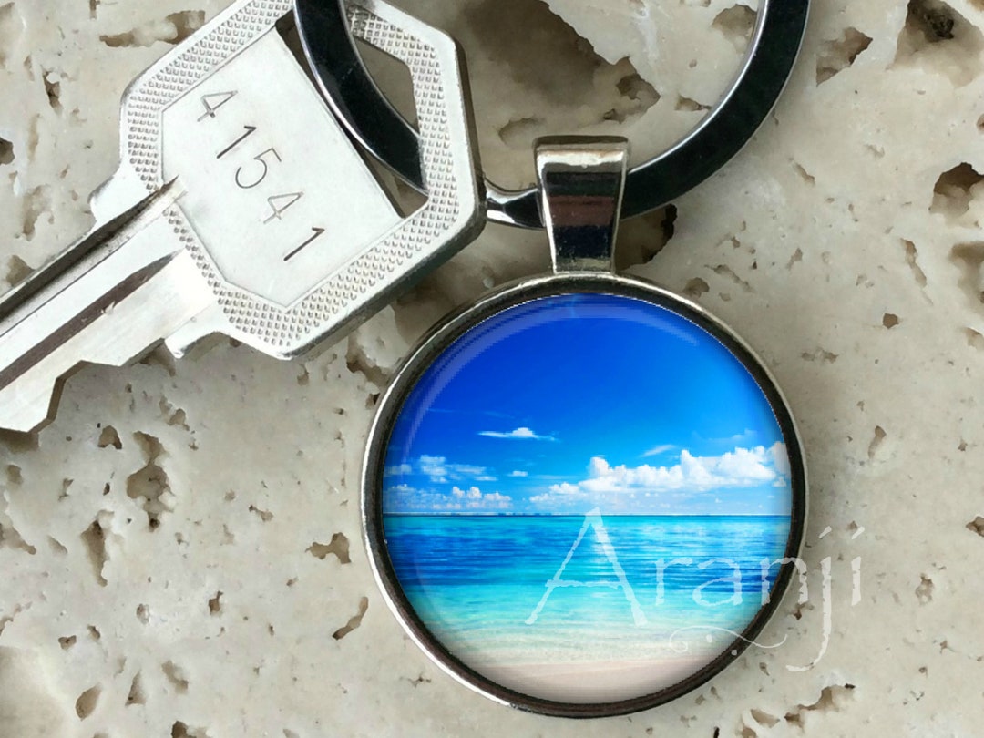 Beach Keychain, Key Chain, Key Ring, Key Fob, Beach Keychain, Sunny ...