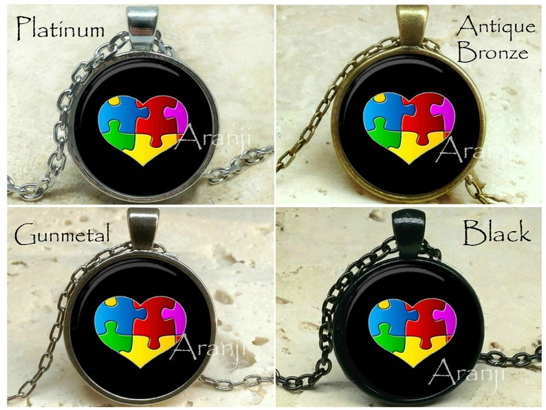 Autism Awareness Art Pendant, Autism Pendant, Autism Heart Necklace ...