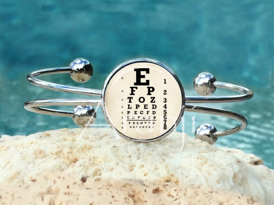 Vintage Eye Chart Art Bracelet, Eye Chart Cuff, Snellen Chart Jewelry ...