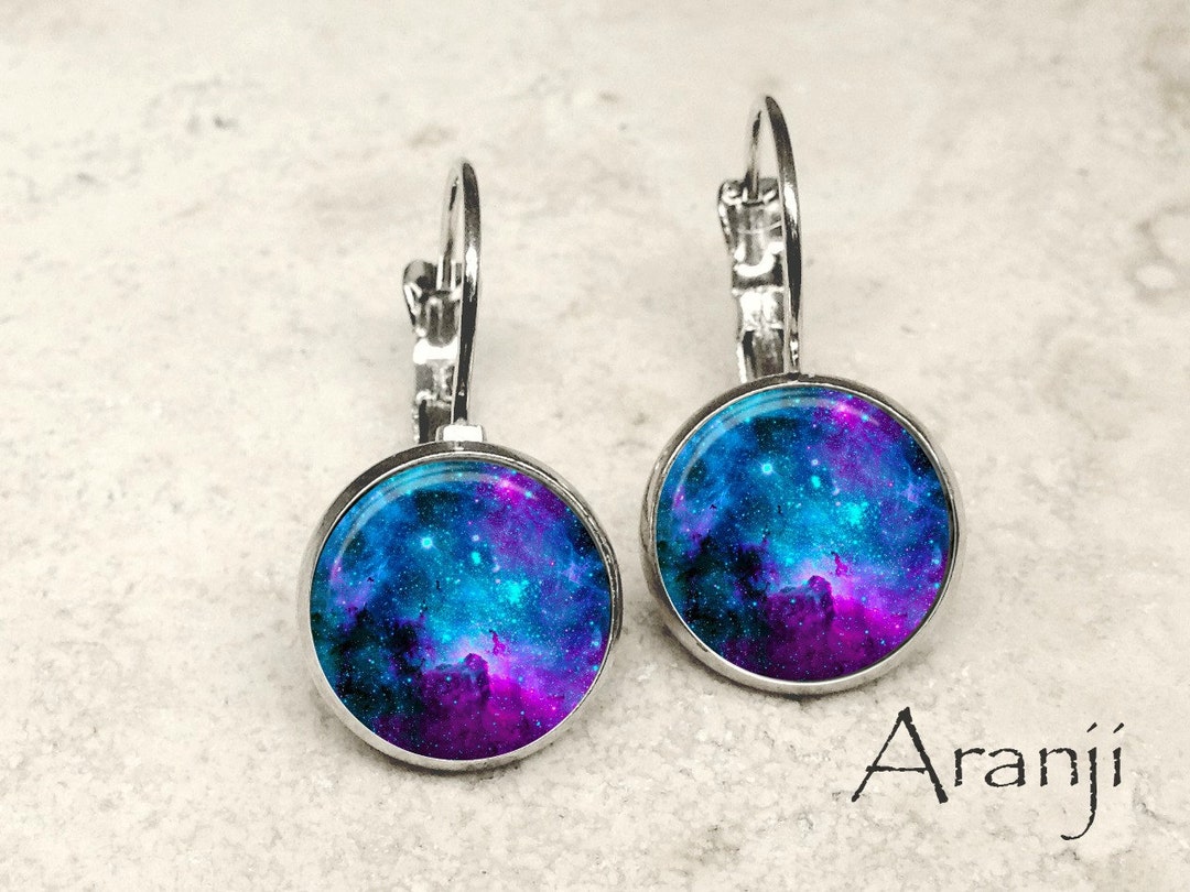 Purple and Blue Nebula Earrings, Purple Nebula Earrings, Nebula ...