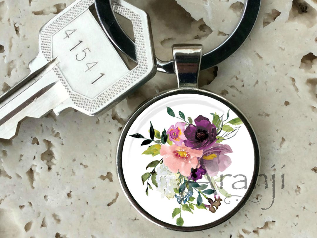Charlotte Watercolor Flower Keychain, Key Chain, Key Ring, Key Fob ...