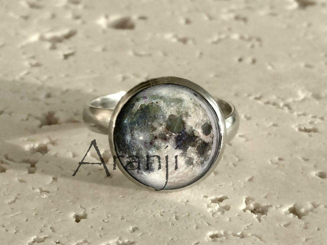 Moon Ring, Full Moon, Gray Moon Jewelry, Space Ring, Moon Jewelry, Moon ...