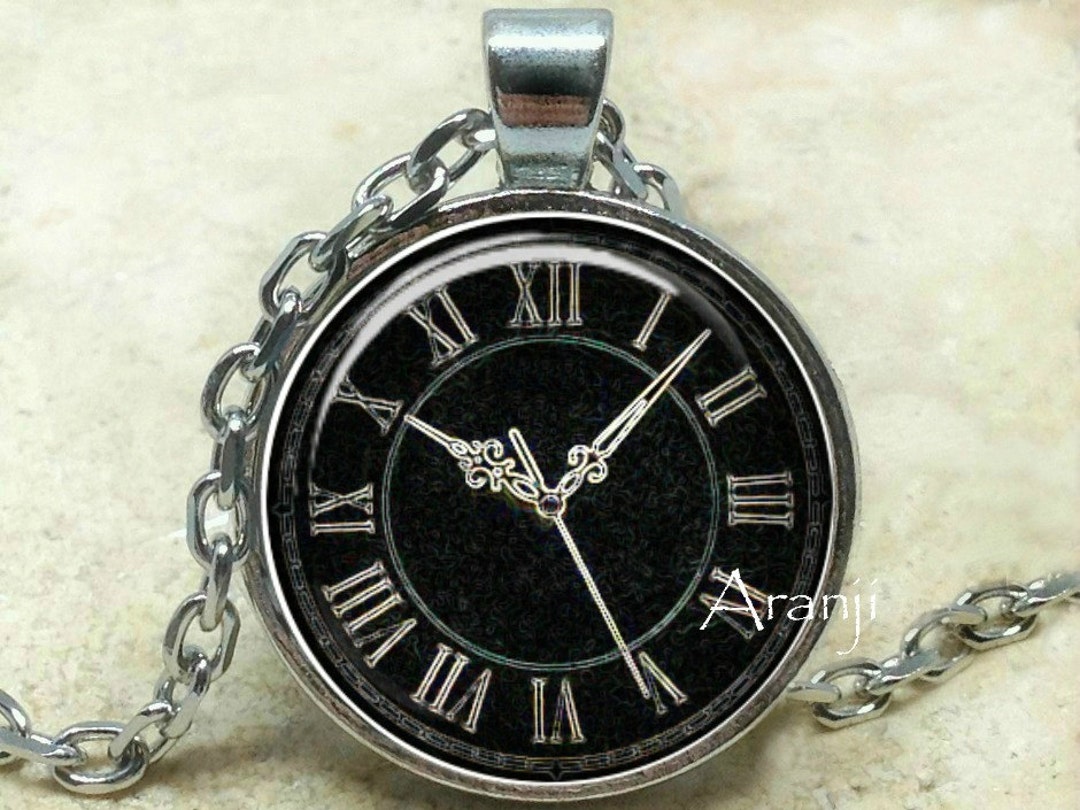 Vintage Clock Pendant, Clock Necklace, Clock Jewelry, Clock Art ...