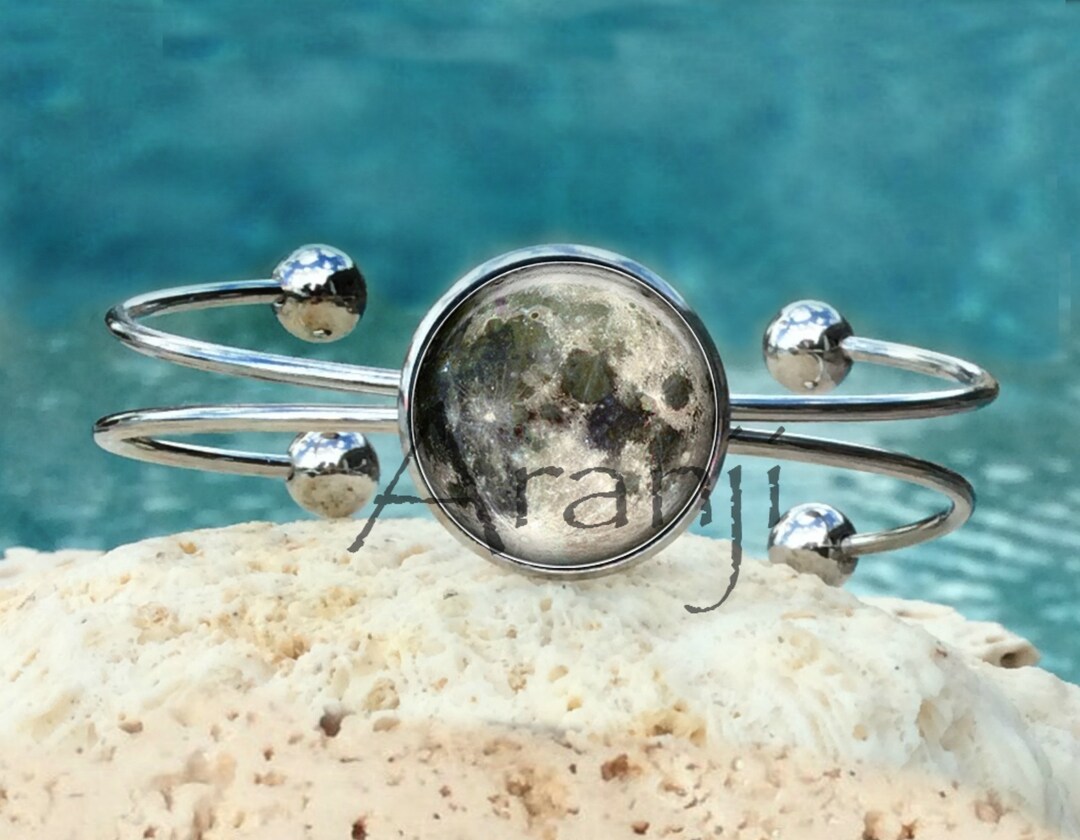 Full Moon Bracelet, Moon Bracelet, Moon Cuff Bracelet, Full Moon Bangle ...