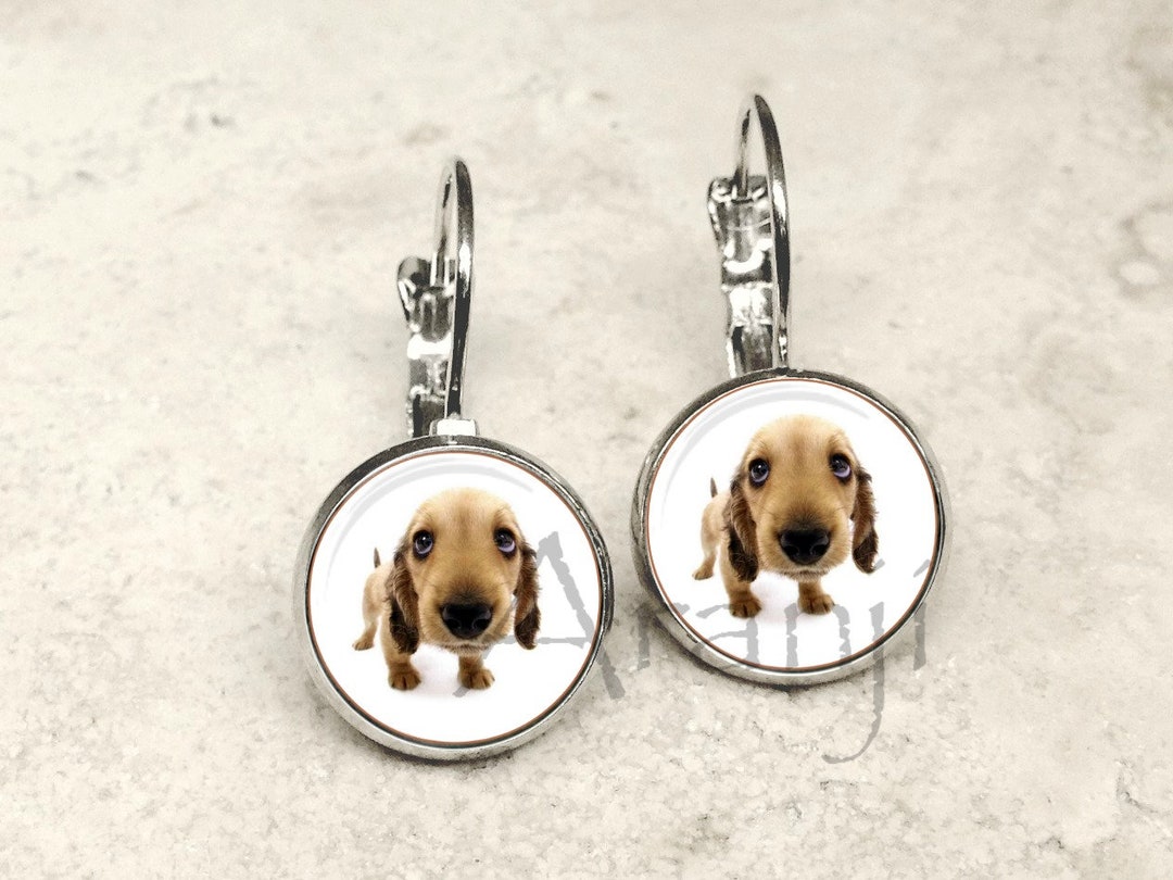 Glass Dome Dog Earrings, Dog Earrings, Dog Photo Earrings, Dog ...