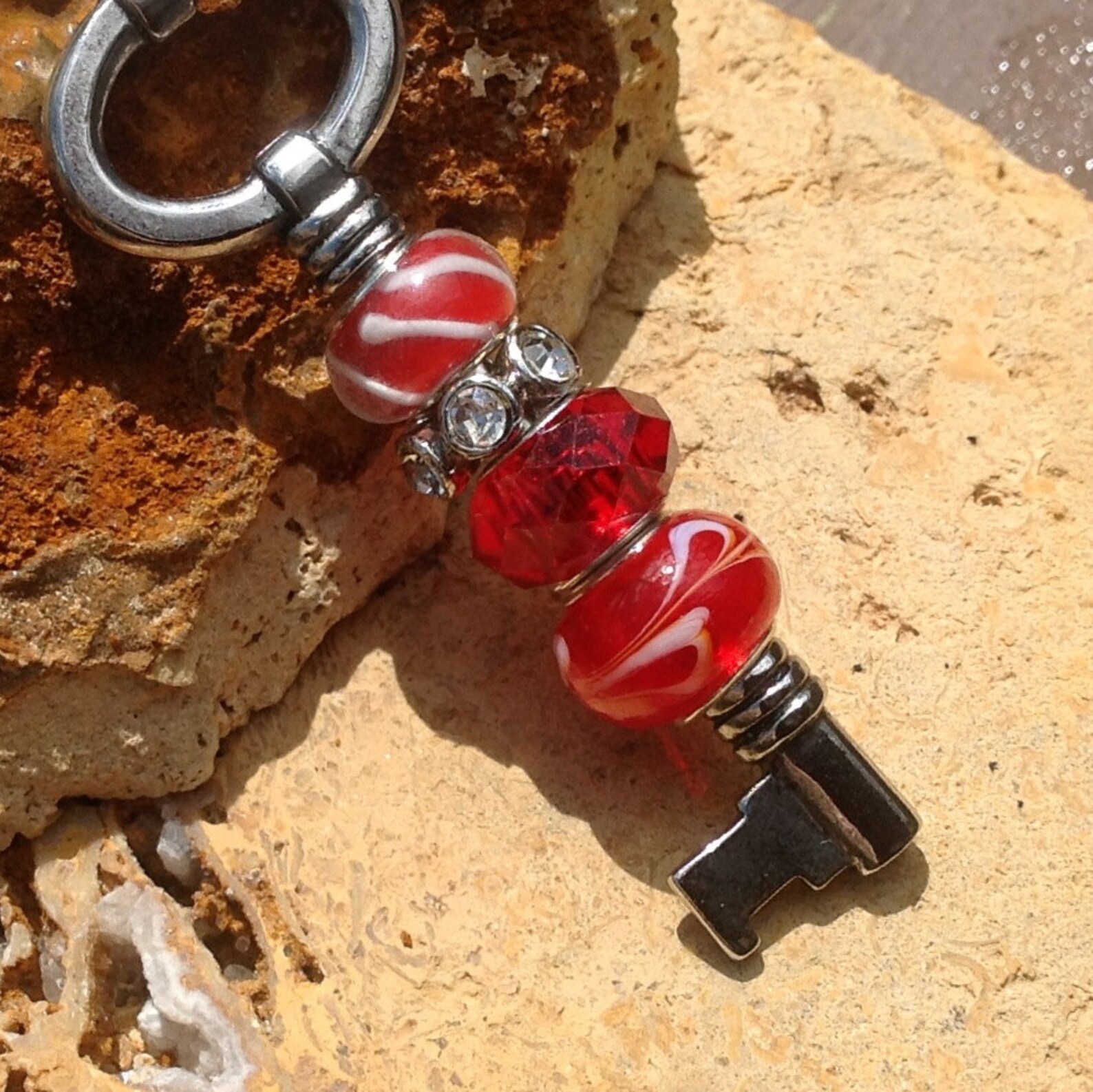 Bright Red key necklace Red key pendant Key necklace Key | Etsy