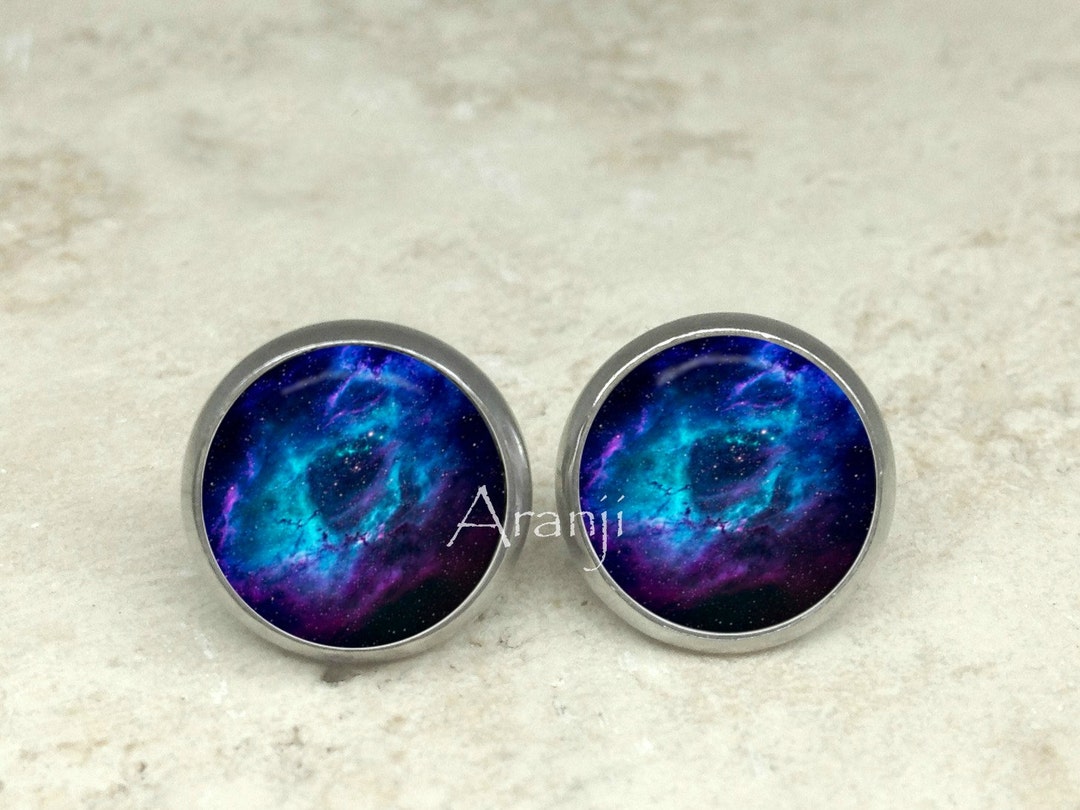 Glass Dome Purple Nebula Earrings Purple Nebula Earrings - Etsy