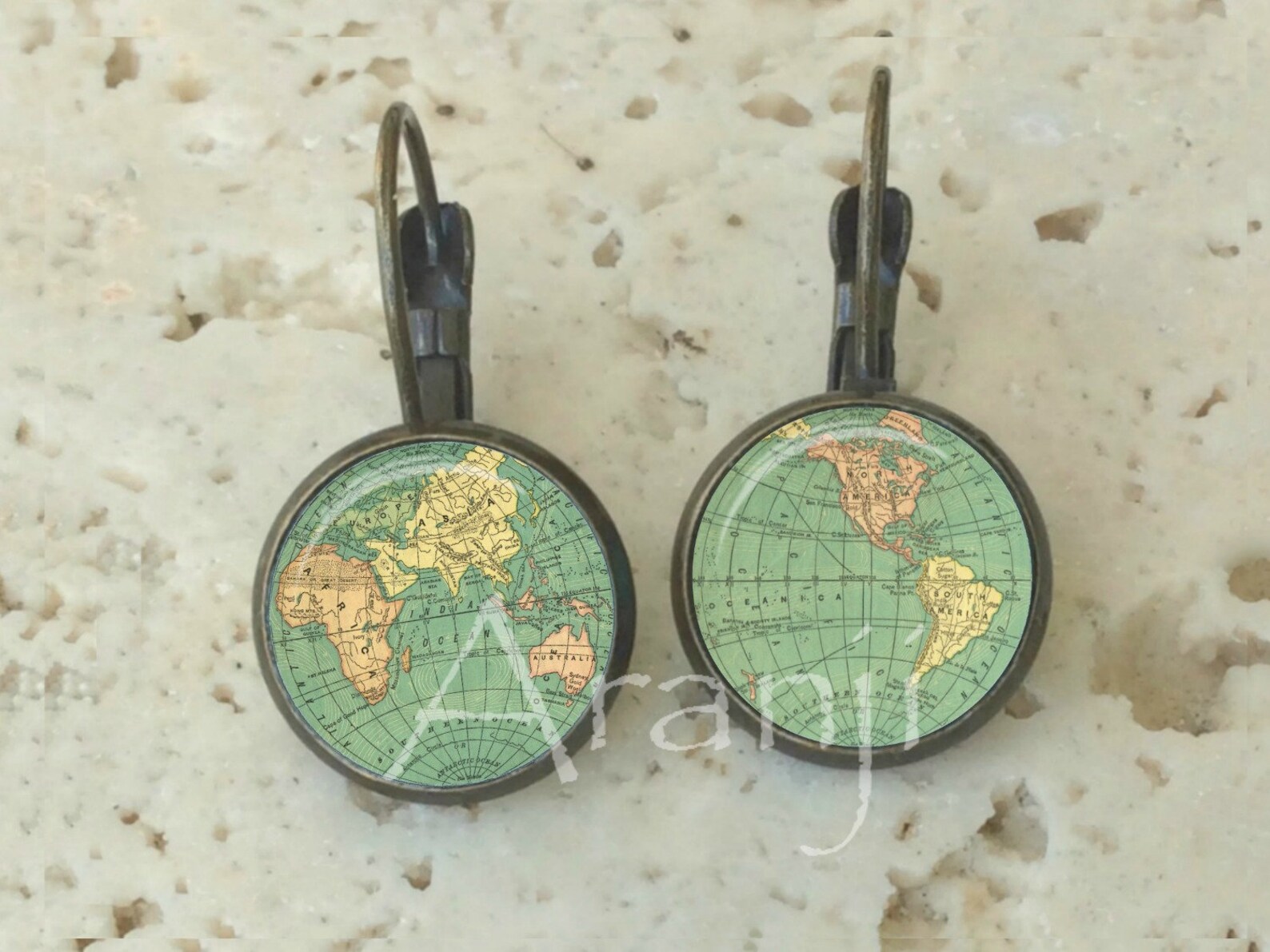 World Map Earrings Globe Leverback Earrings Travel Earrings - Etsy