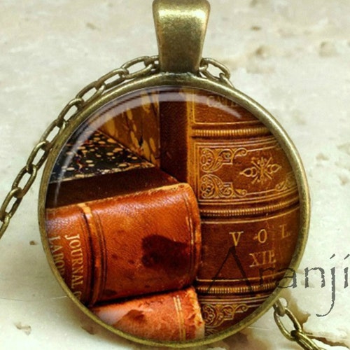 Book Pendant Book Necklace Book Jewelry Bookshelf Necklace - Etsy