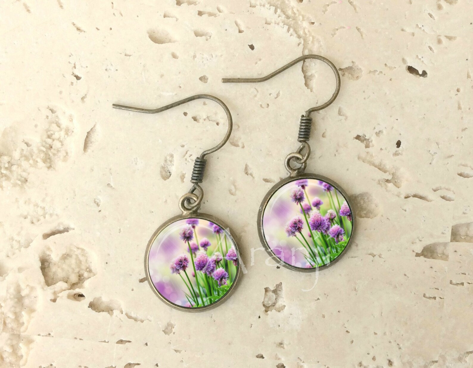 Purple Clover Flower Earrings Wildflower Drop Earrings - Etsy