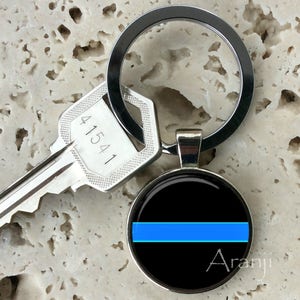 Thin Blue Line Keychain, Key Chain, Key Ring, Key Fob, Keychain, Law ...