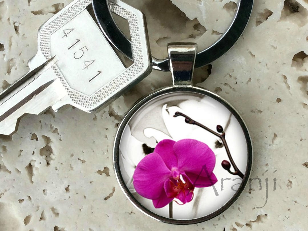 Orchid Keychain, Key Chain, Key Ring, Key Fob, Orchid Keychain, Orchid ...