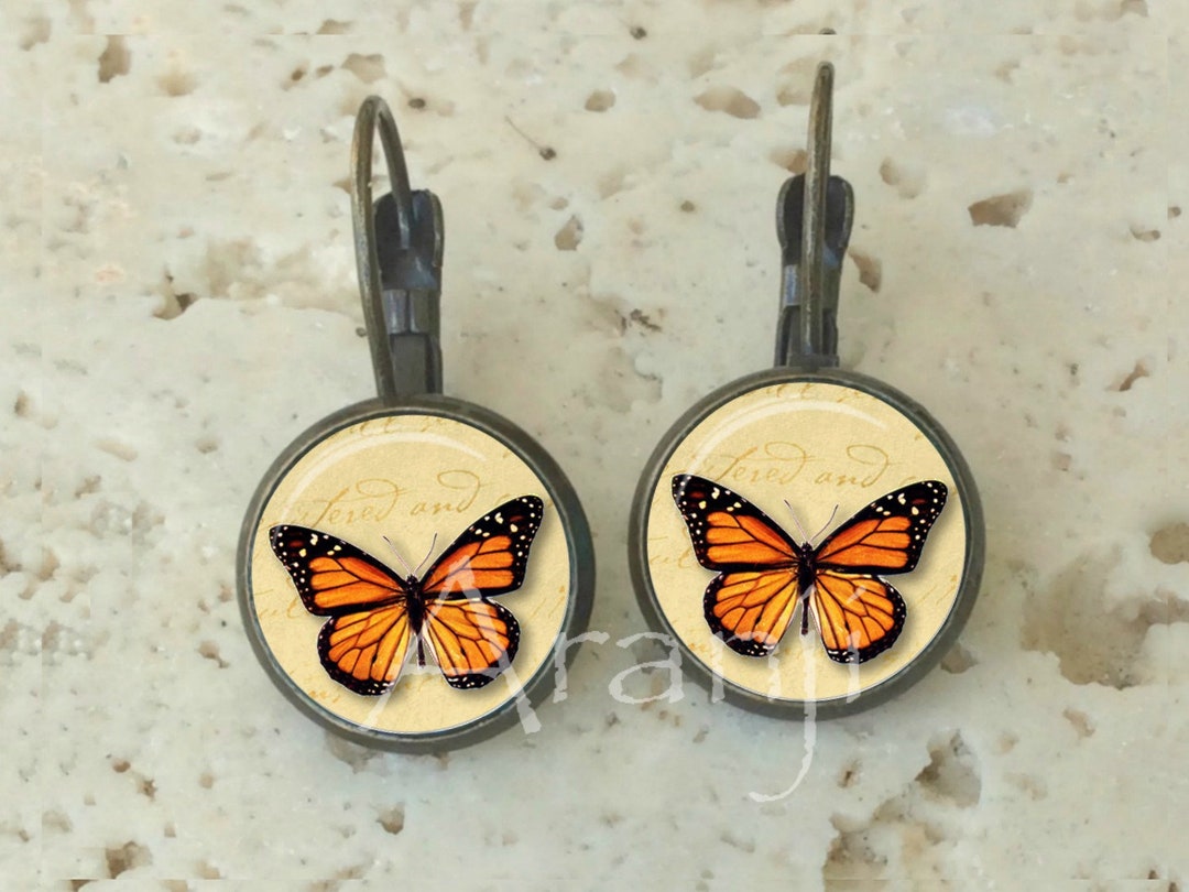 Monarch Butterfly Earrings, Monarch Butterfly Leverback Earrings ...