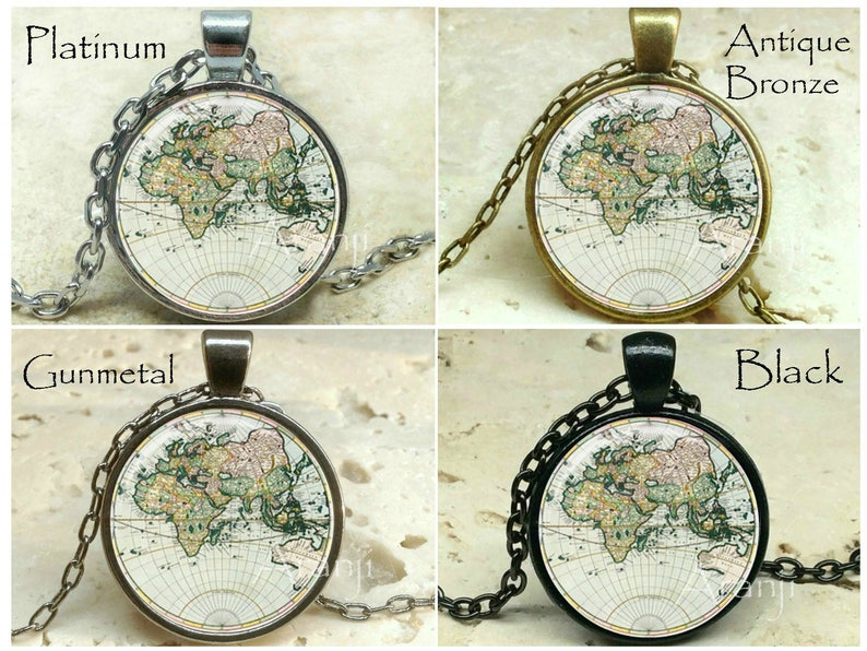 Map Pendant Map Necklace Map Jewelry Ancient Map Necklace | Etsy