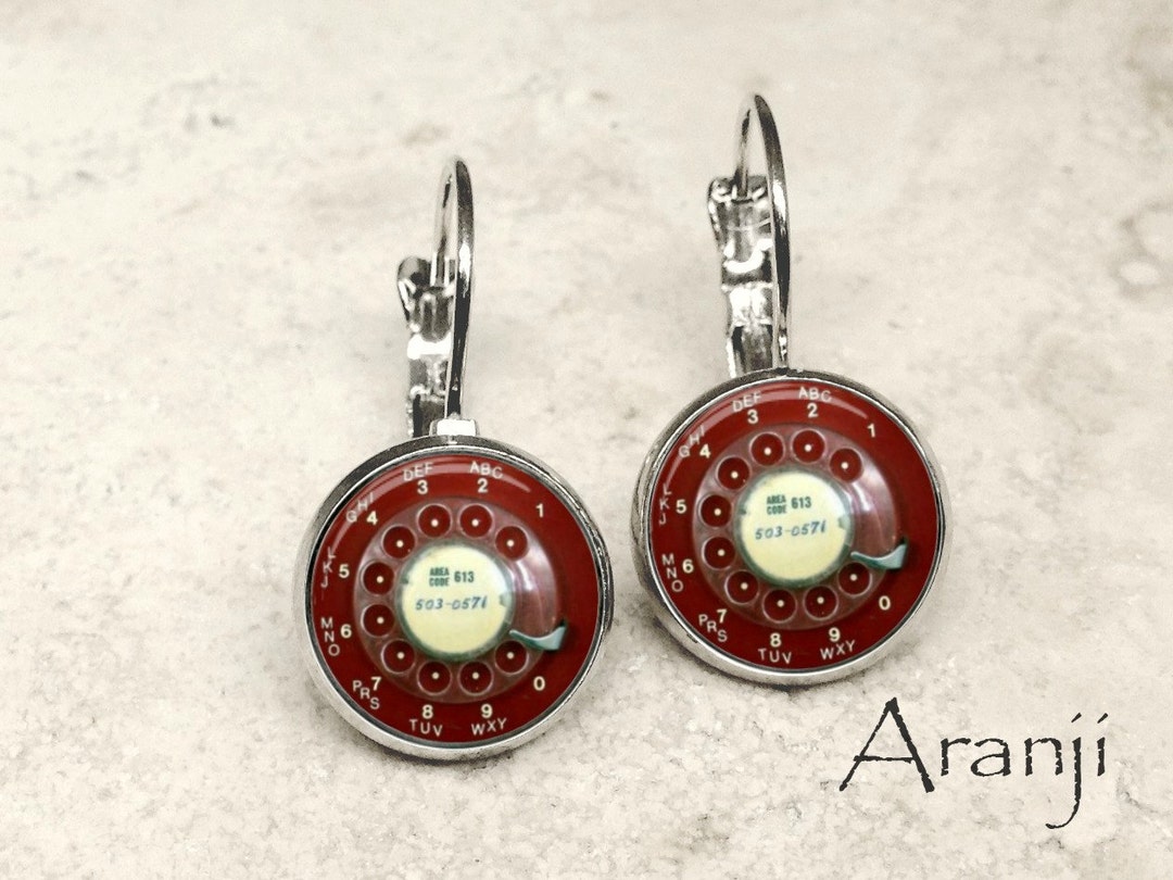 Vintage Rotary Phone Earrings, Phone Earrings, Red Phone Earrings ...