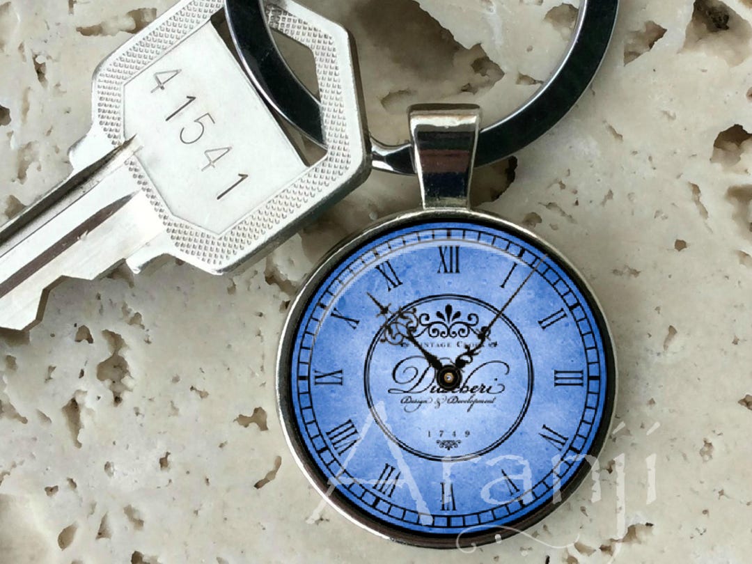 Vintage Clock Keychain, Key Chain, Key Ring, Clock Key Fob, Clock ...