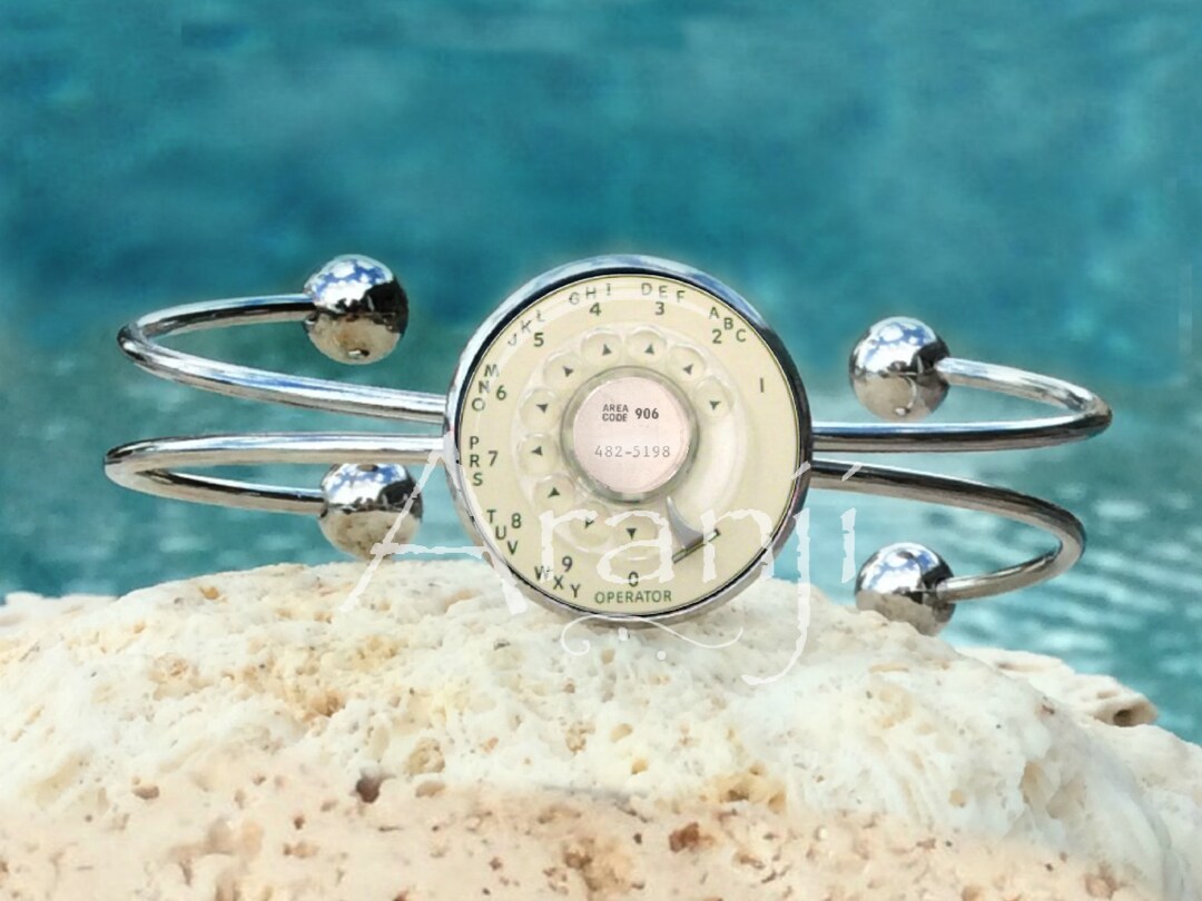 Rotary Phone Bracelet, Rotary Phone, Bracelet Cuff, Phone Cuff, White ...