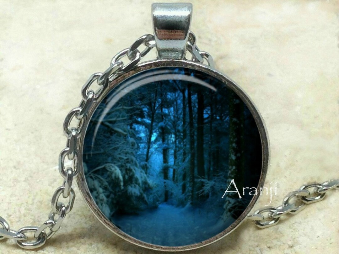 Dark Forest Art Pendant, Dark Forest Necklace, Forest Jewelry, Winter ...
