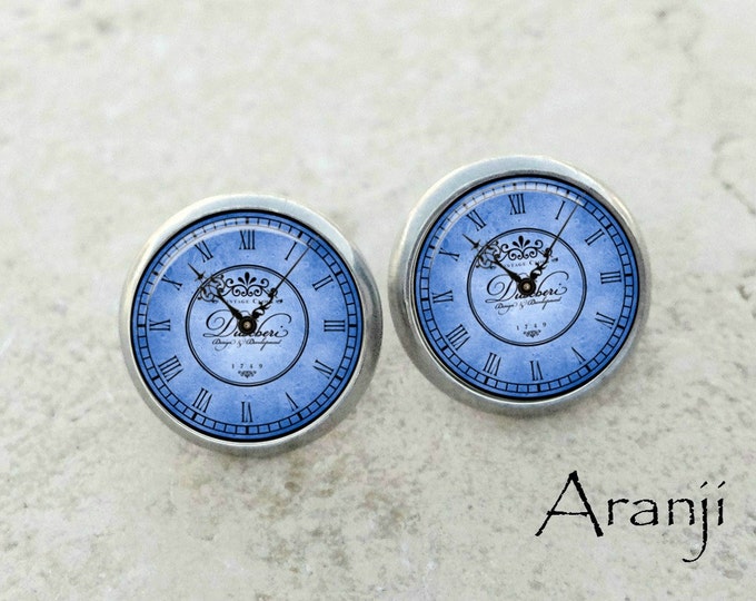 Glass Dome Clock Earrings, Vintage Clock Earrings, Clock Earrings ...