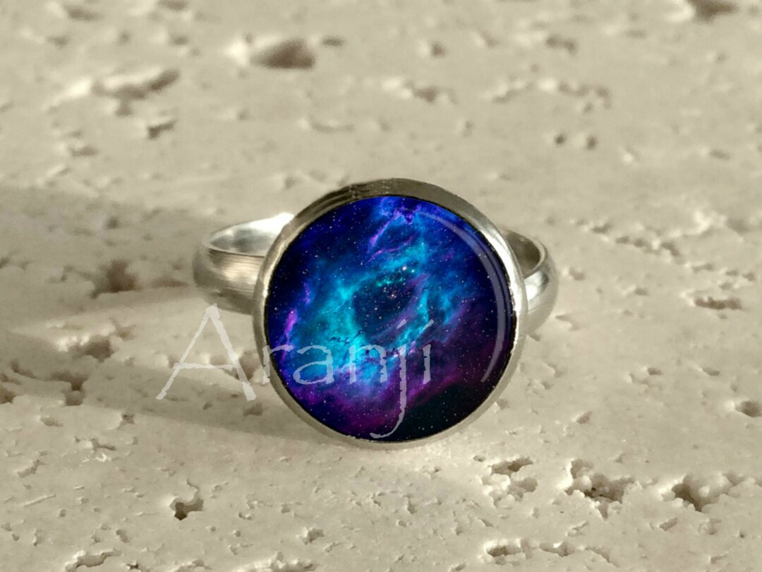 Blue and Purple Nebula Art Ring, Galaxy Jewelry, Nebula Ring, Nebula ...
