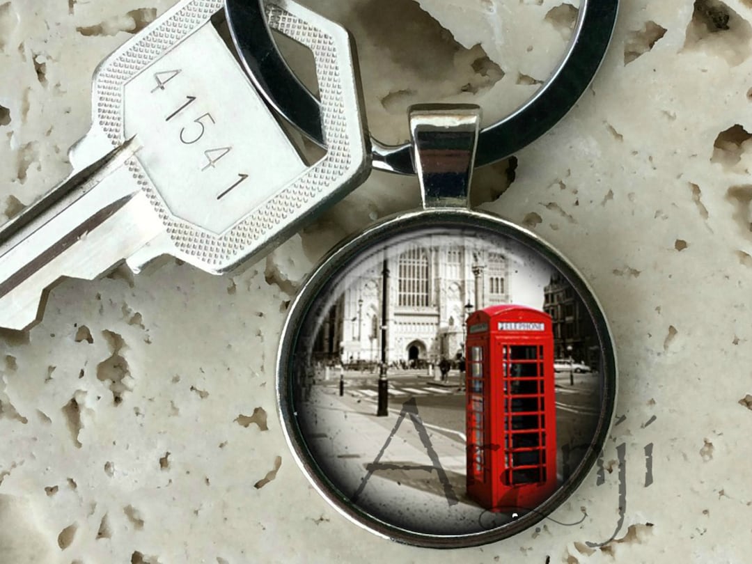 British Phone Booth Keychain, Key Chain, Key Ring, Key Fob, London ...