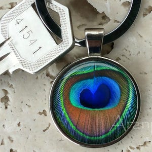 Peacock Keychain, Key Chain, Key Ring, Key Fob, Peacock Keychain ...