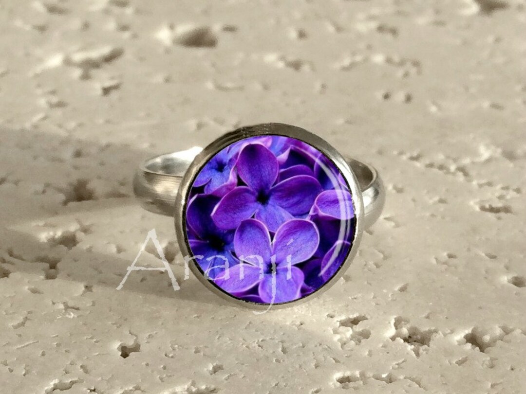 Lilac Ring, Lilac Adjustable Stainless Steel Ring, Art Ring, Lilac ...