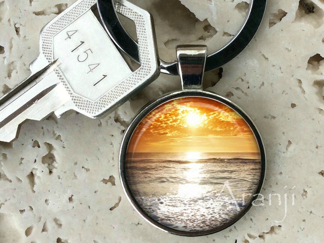 Sunset Keychain, Key Chain, Key Ring, Key Fob, Sunrise Keychain, Sunset ...