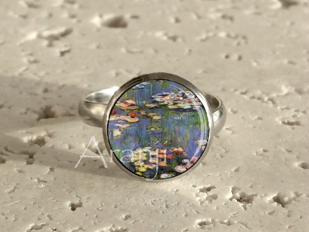 Monet Waterlilies Ring, Waterlilies Adjustable Ring, Fine Art Ring ...