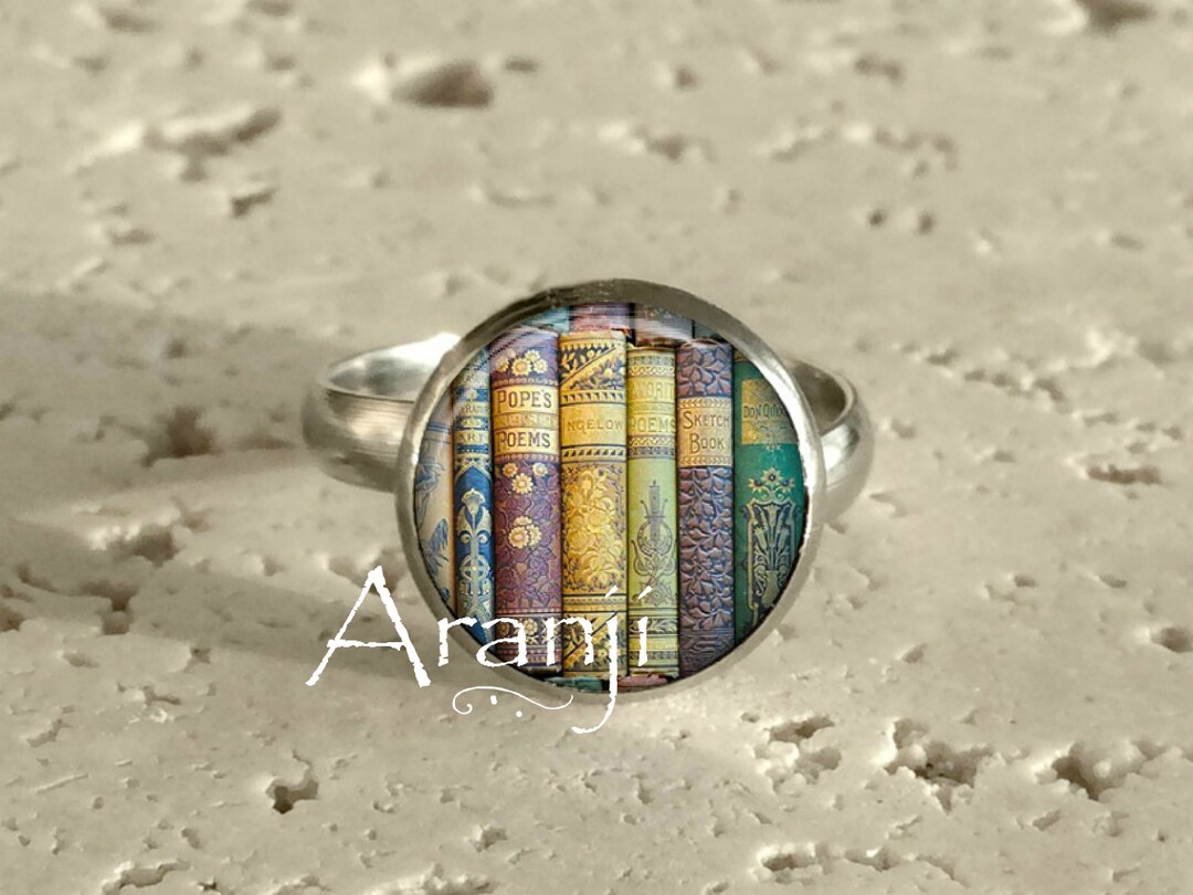 Book Ring, Books Ring, Bookshelf Jewelry, Books Jewelry, Book ...
